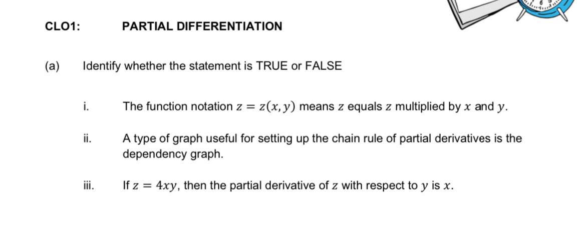 Solved CL01:PARTIAL DIFFERENTIATION(a) ﻿Identify whether the | Chegg.com