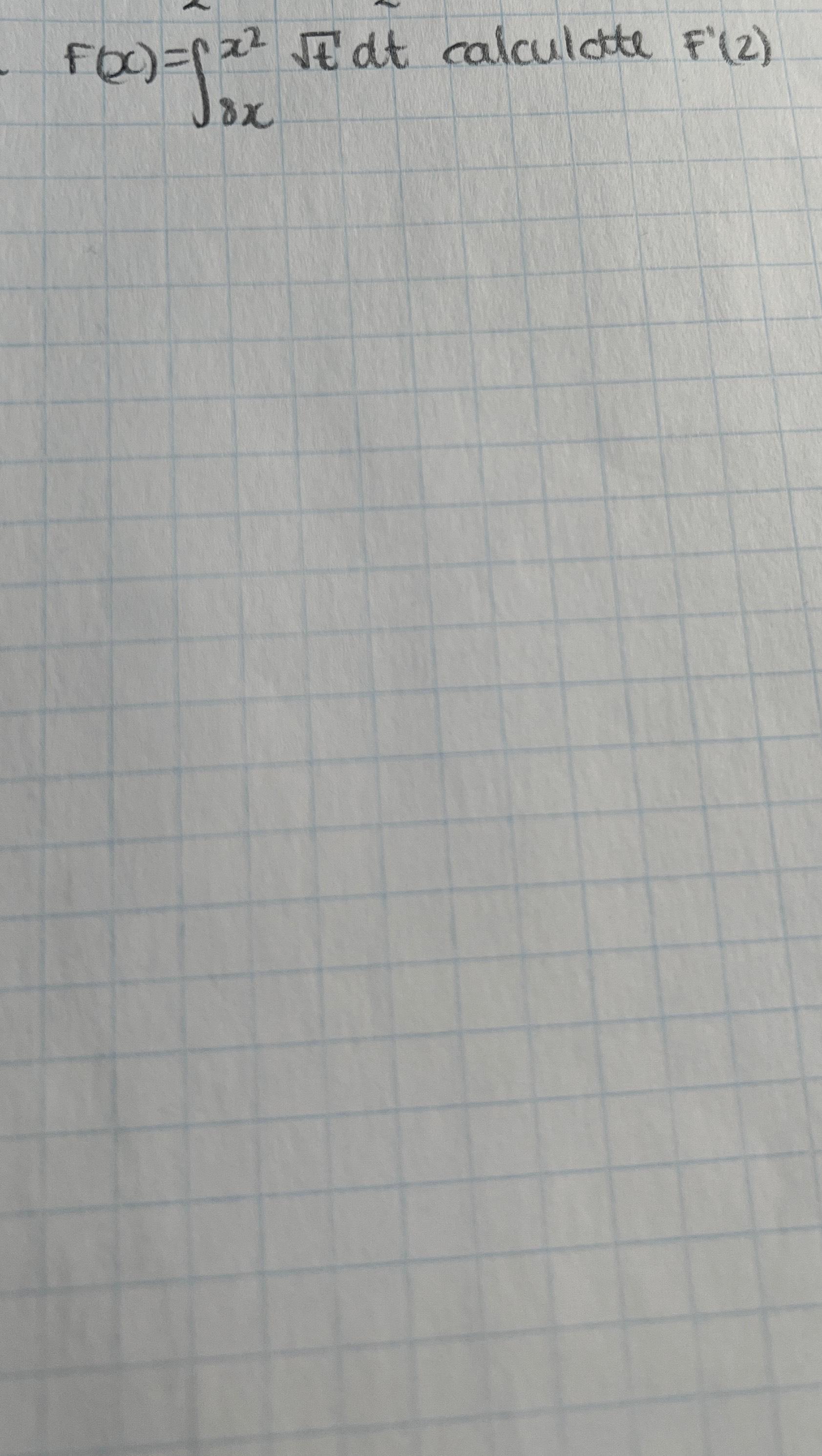 Solved F(x)=∫8xx2t2dt ﻿calculate F'(2) | Chegg.com