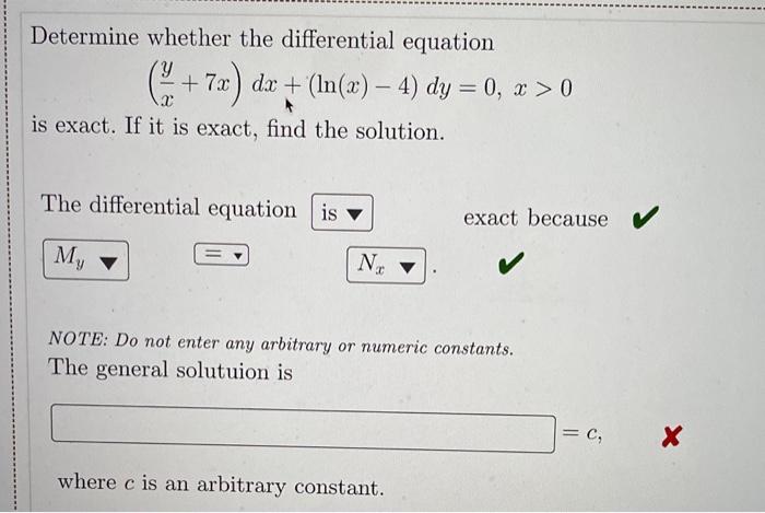 Solved Determine whether the differential equation | Chegg.com