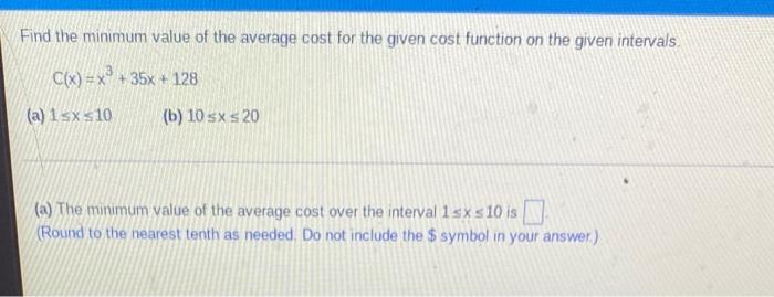 Solved Find the minimum value of the average cost for the | Chegg.com