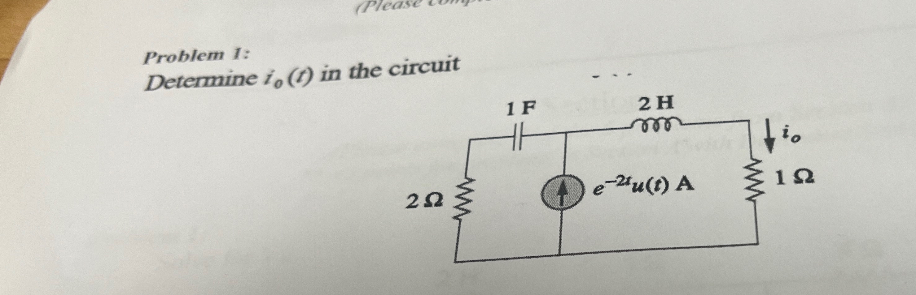 Solved Problem 1:Determine io(t) ﻿in the circuit | Chegg.com