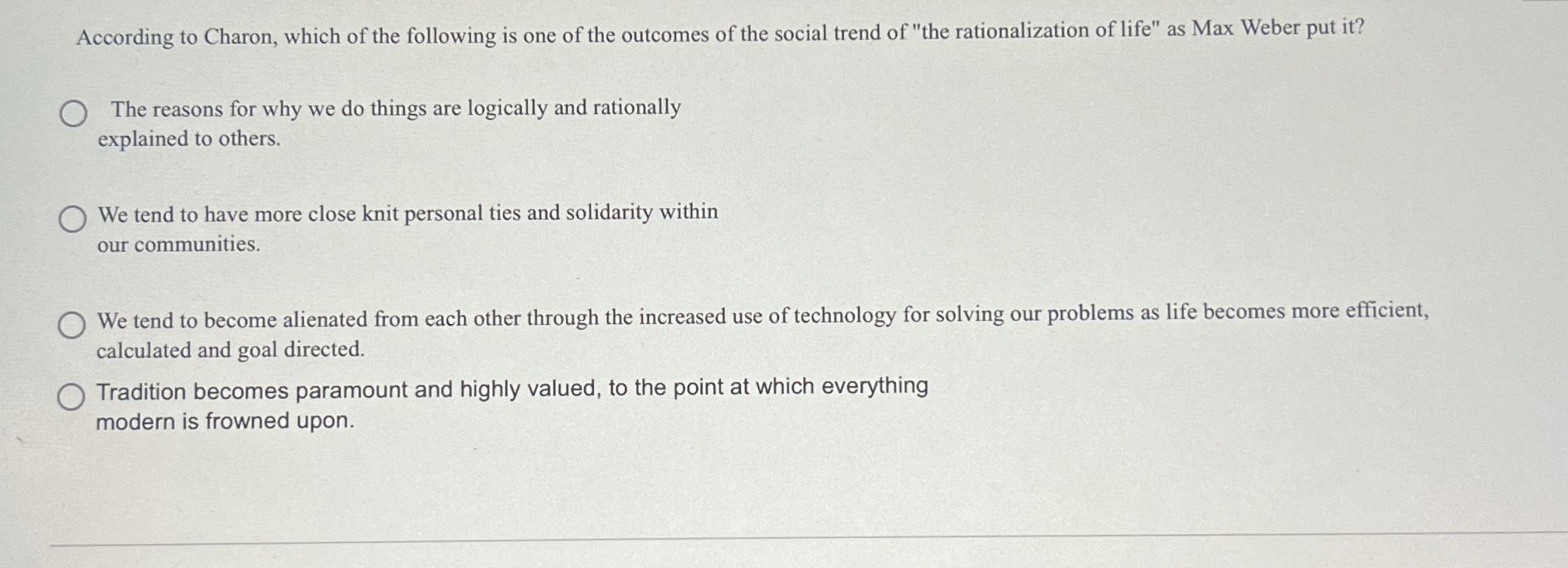 Solved According to Charon, which of the following is one of | Chegg.com