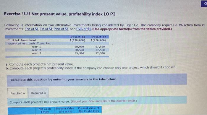 Solved CH Exercise 11-11 Net present value, profitability | Chegg.com
