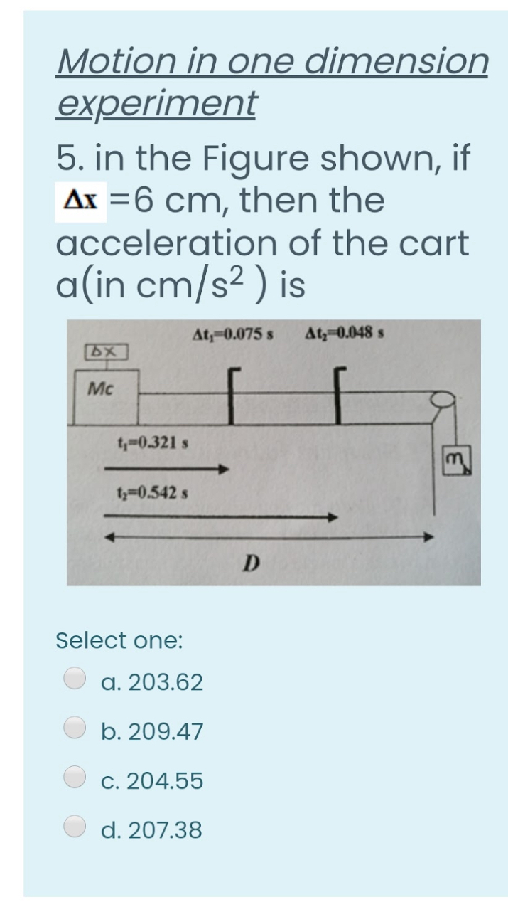 Solved Motion in one dimension experiment5. ﻿in the Figure | Chegg.com