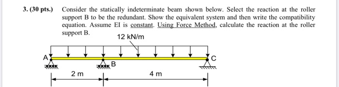 Solved 3. (30 pts.) Consider the statically indeterminate | Chegg.com