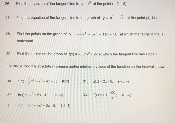Solved 26. Find the equation of the tangent line to y = x at | Chegg.com