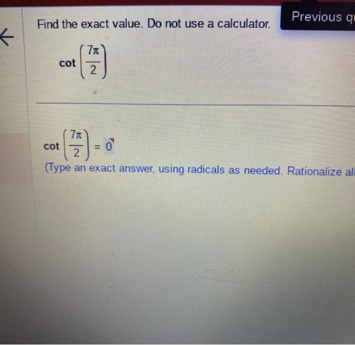 Solved Find the exact value. Do not use a calculator. | Chegg.com