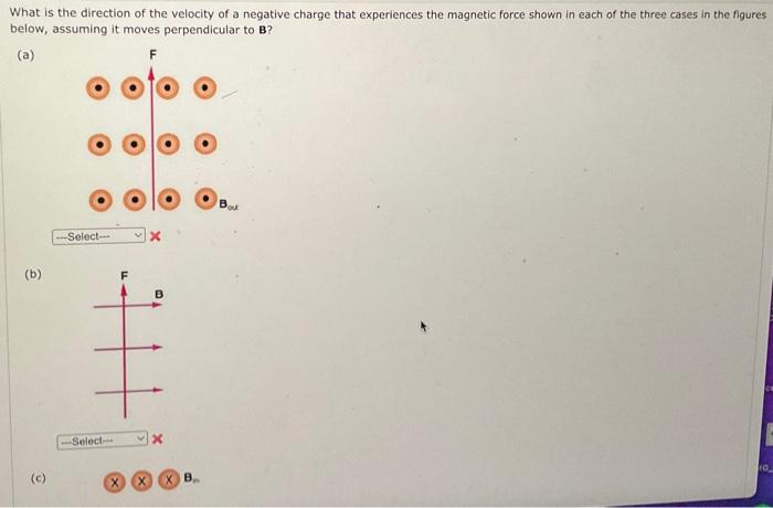 Solved What is the direction of the velocity of a negative | Chegg.com