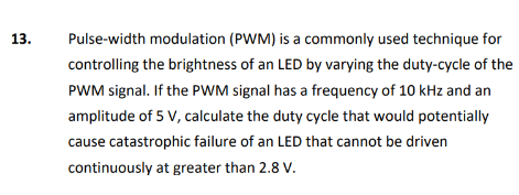Solved Pulse-width modulation (PWM) ﻿is a commonly used | Chegg.com