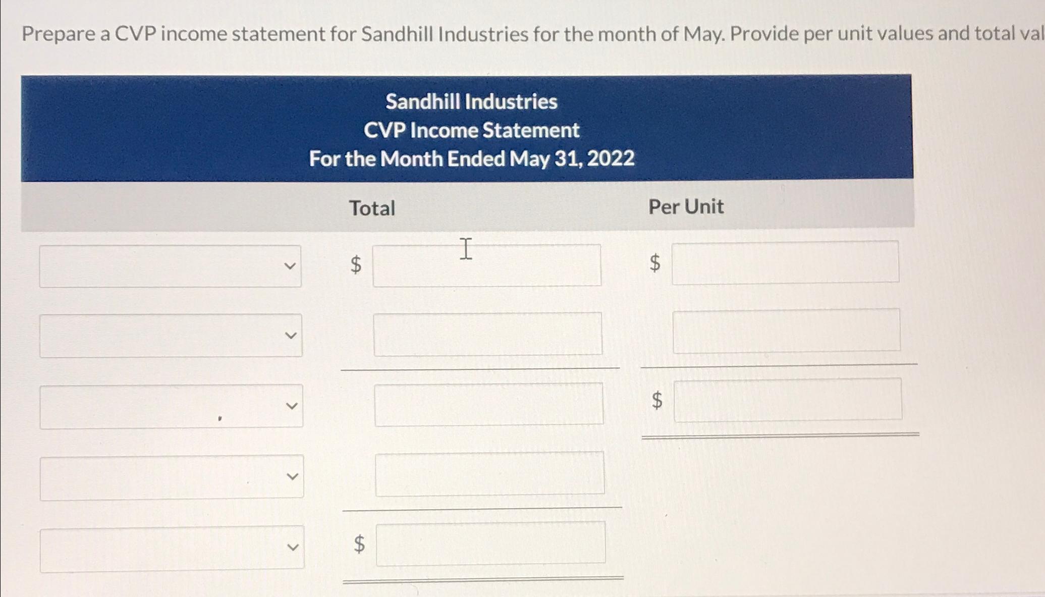 Sandhill Industries produces and sells a cell | Chegg.com