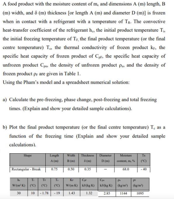 Solved A food product with the moisture content of mc ﻿and | Chegg.com