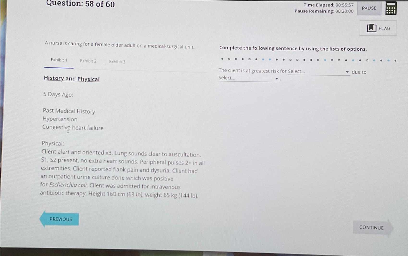 Solved Question: 58 ﻿of 60Time Elapsed: 00:55:57Pause | Chegg.com