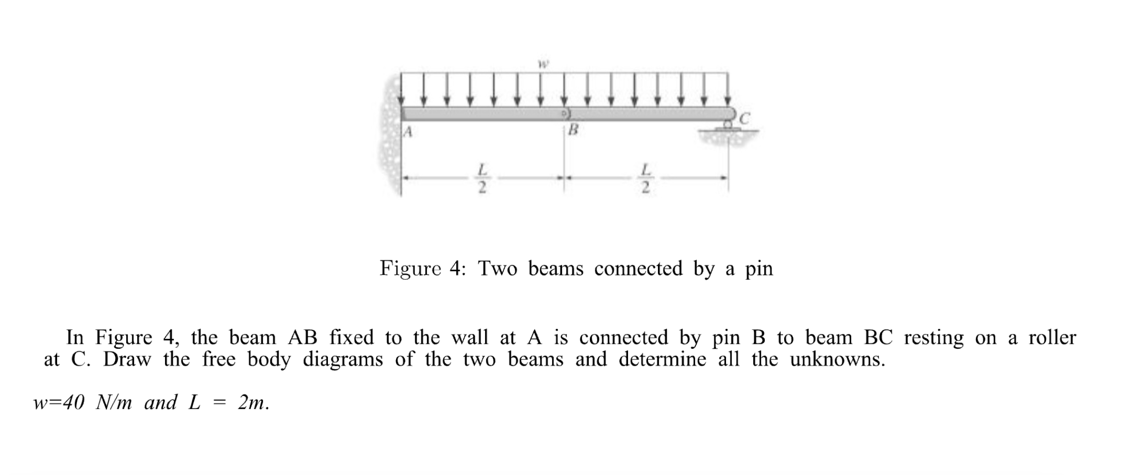 Solved Figure 4: Two beams connected by a pinIn Figure 4, | Chegg.com