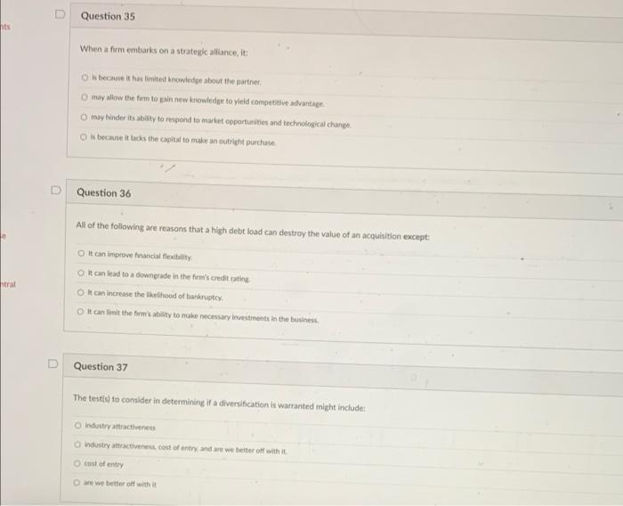 Solved When a firm embarks on a strategic alizance, it: in | Chegg.com