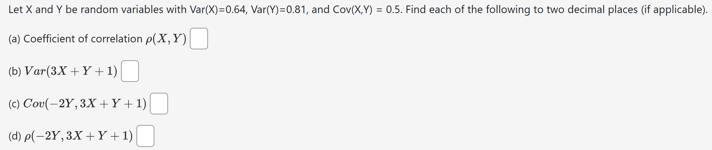 Solved Let x and Y be random variables with | Chegg.com