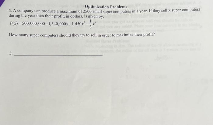 Solved Optimization Problems Optimization Problems 5. A | Chegg.com