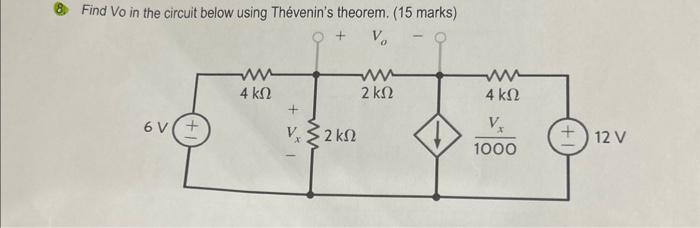 Find V0 in the circuit below using Thévenin's | Chegg.com