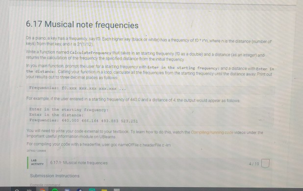 Solved 6.17 Musical note frequencies On a piano a key has a | Chegg.com