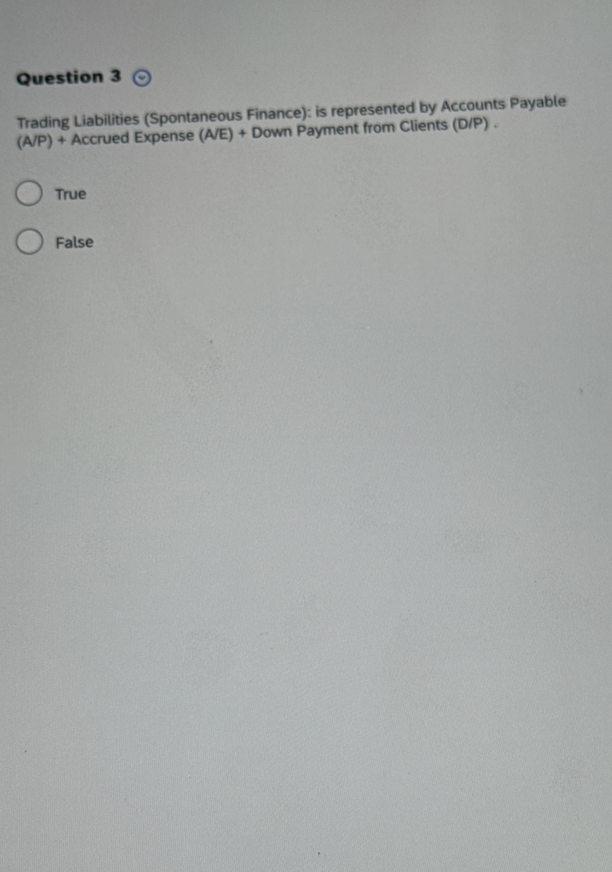 Solved Question 3Trading Liabilities (Spontaneous Finance): | Chegg.com