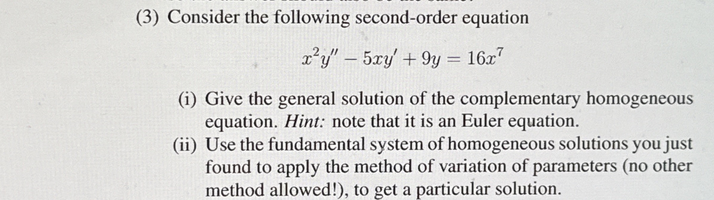 Solved (3) ﻿Consider the following second-order | Chegg.com