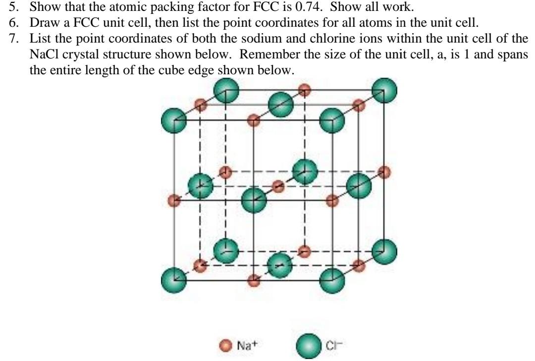 5. Show that the atomic packing factor for FCC is | Chegg.com