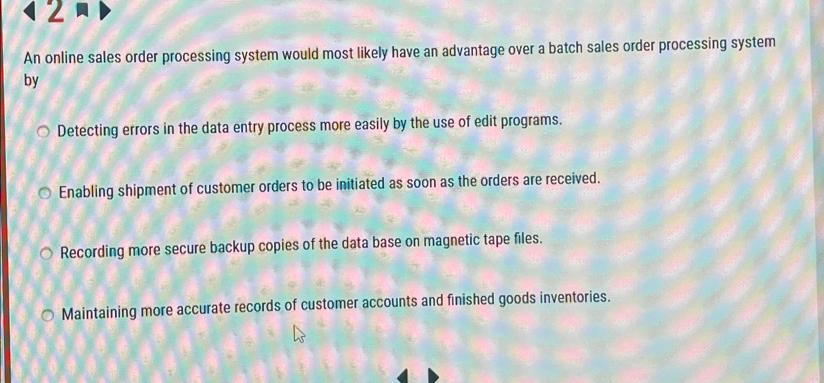 Solved An online sales order processing system would most | Chegg.com