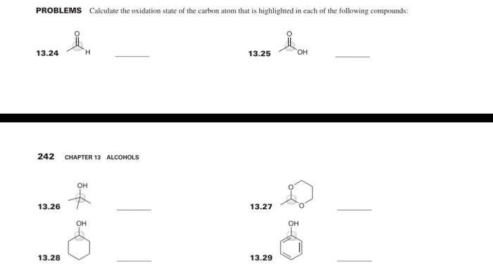 Solved PROBLEMS Calculate the oxidation state of the carbon | Chegg.com