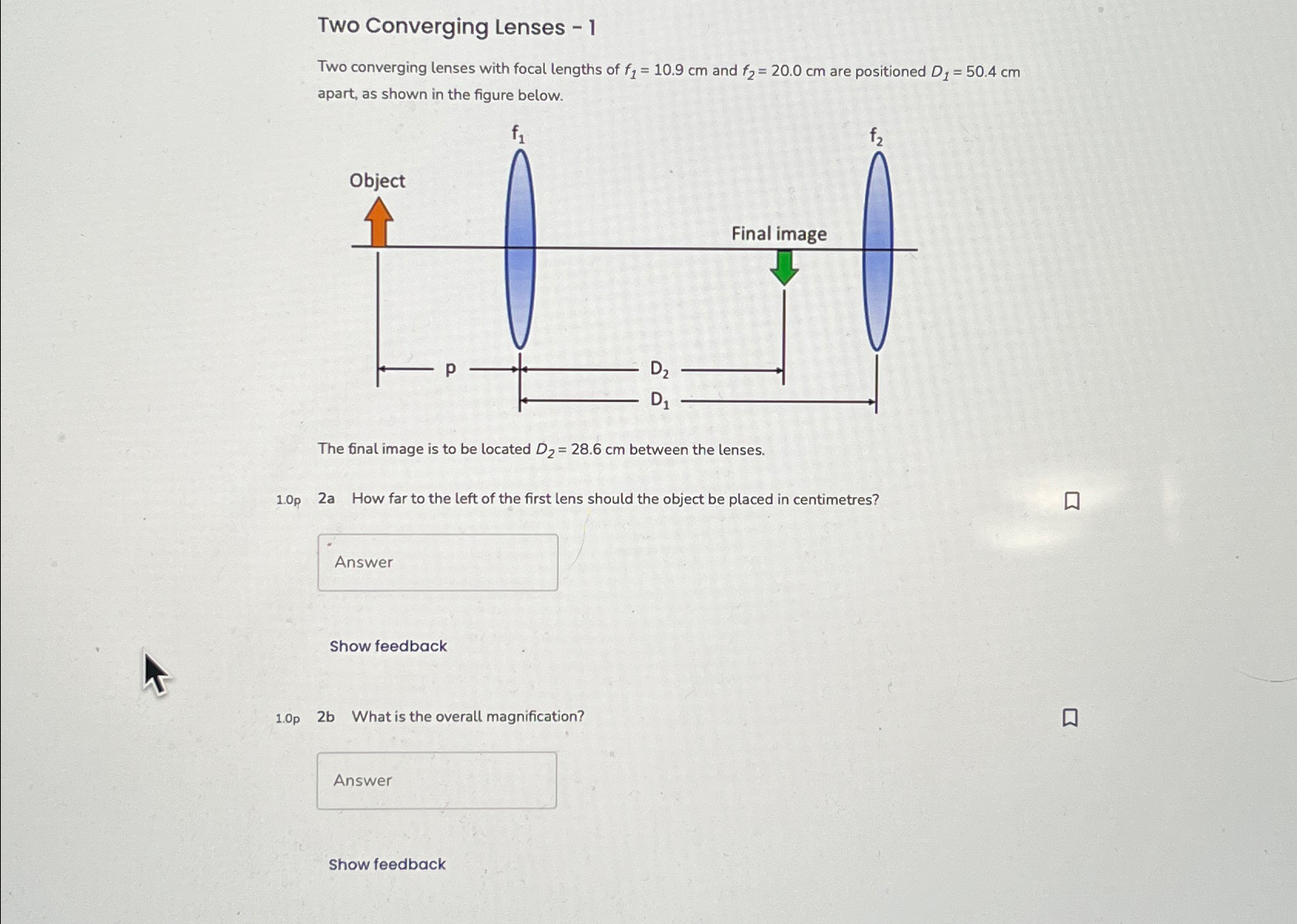 Solved Two Converging Lenses - 1Two converging lenses with | Chegg.com