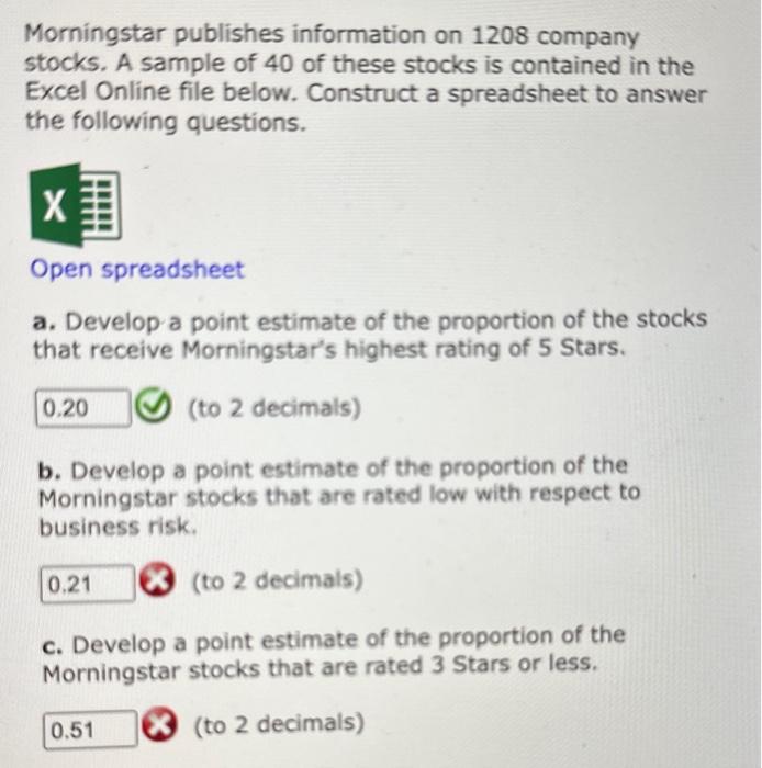 Solved Morningstar publishes information on 1208 company | Chegg.com