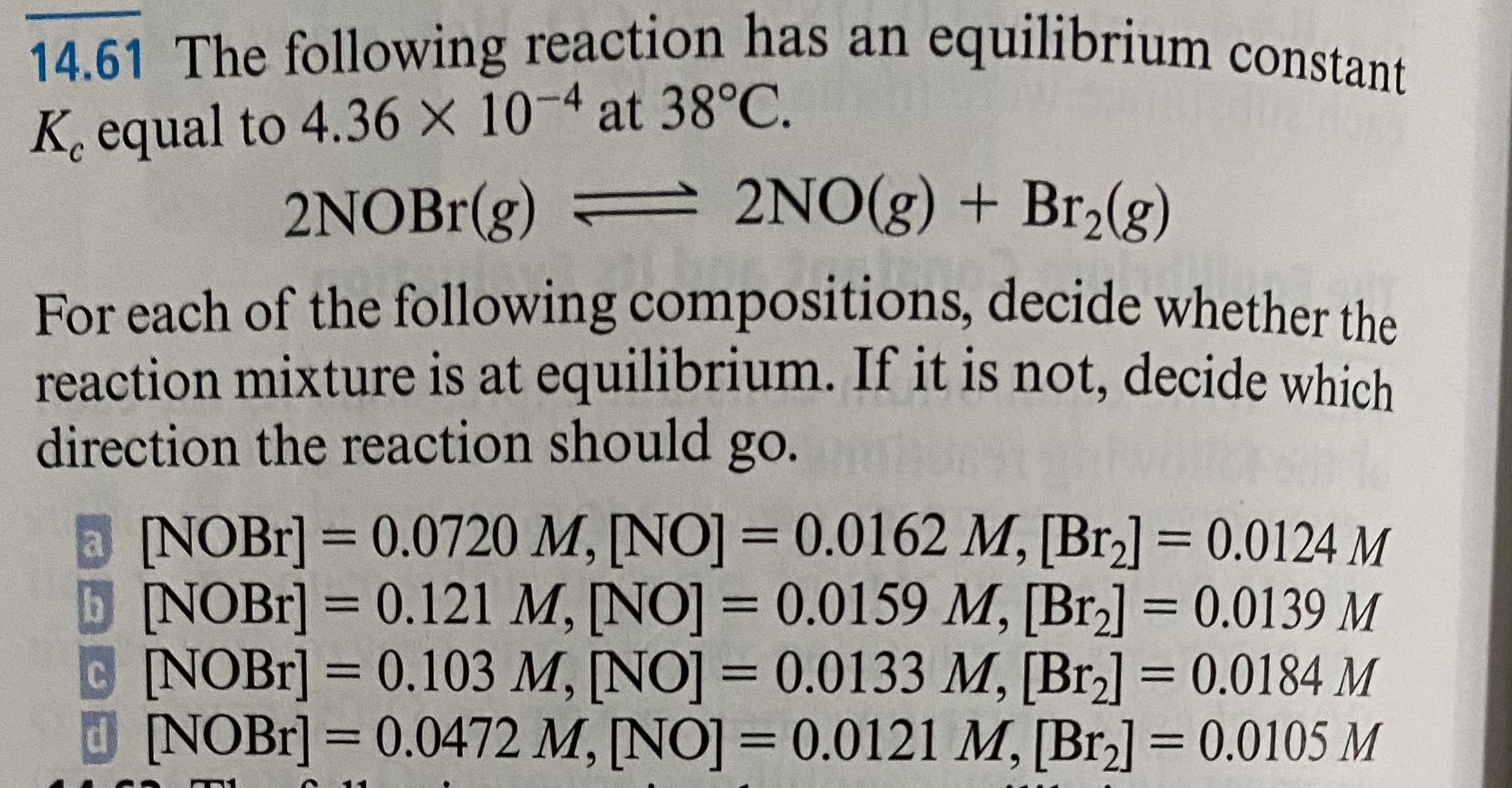 Solved How to solve 14.61 ﻿The following reaction has an | Chegg.com