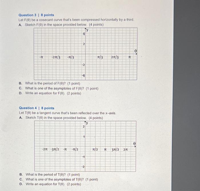 Solved Question 3 | 8 points Let F(θ) be a cosecant curve | Chegg.com