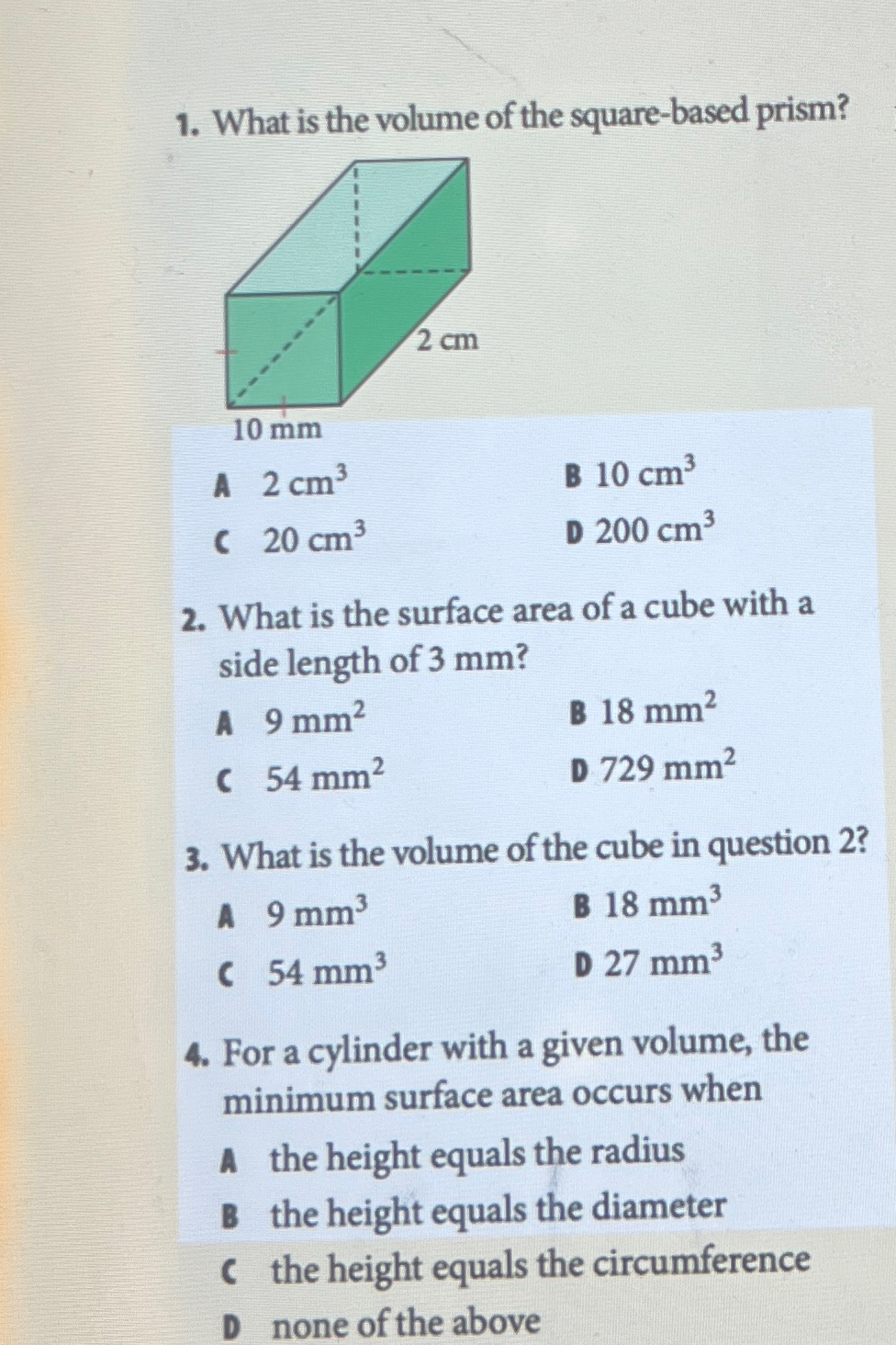 Solved What is the volume of the square-based prism?PLEASE | Chegg.com