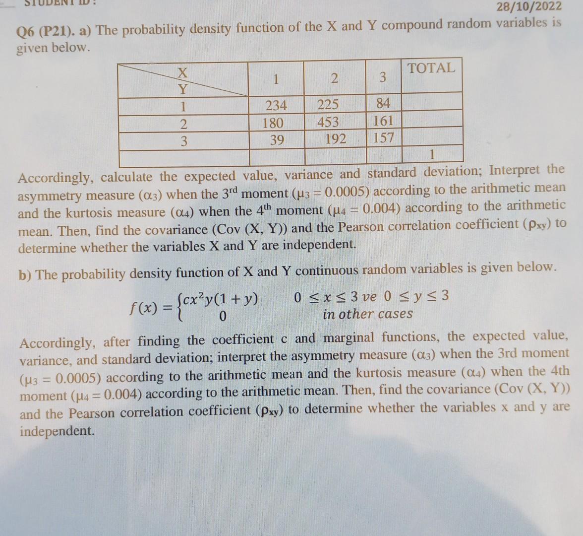 Solved Q6 (P21). a) The probability density function of the | Chegg.com
