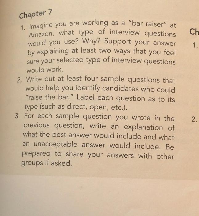 Chapter 7 Ch 1. 1. Imagine you are working as a "bar | Chegg.com