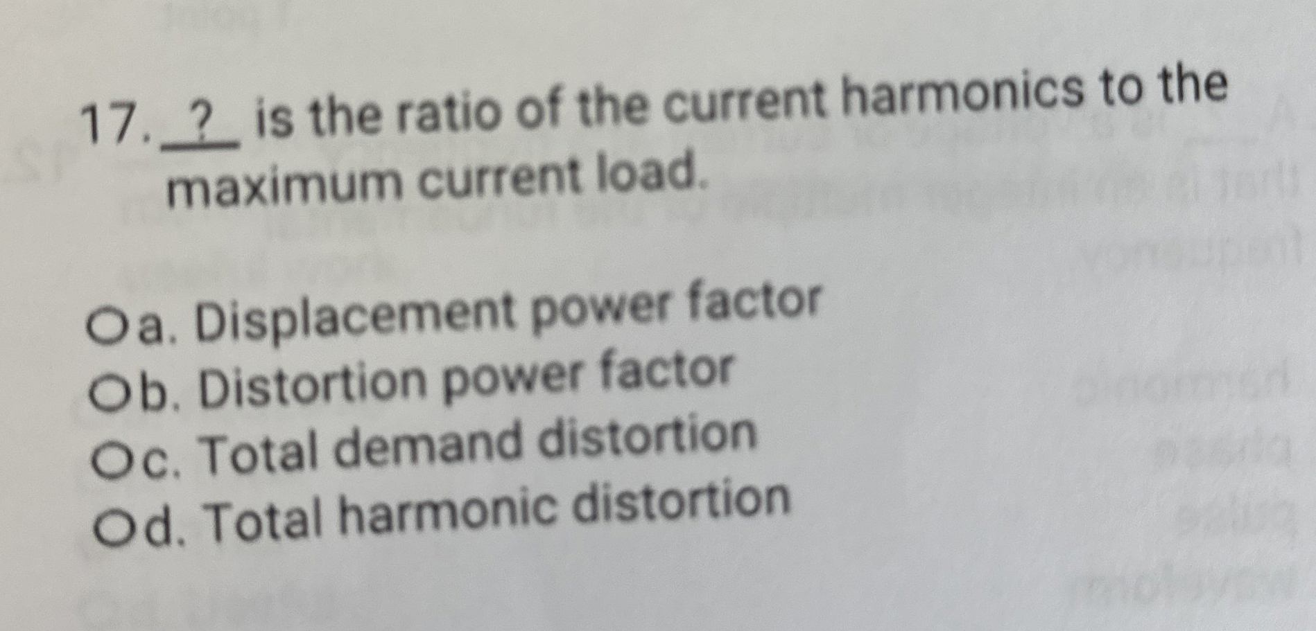 Solved ? ﻿is the ratio of the current harmonics to | Chegg.com