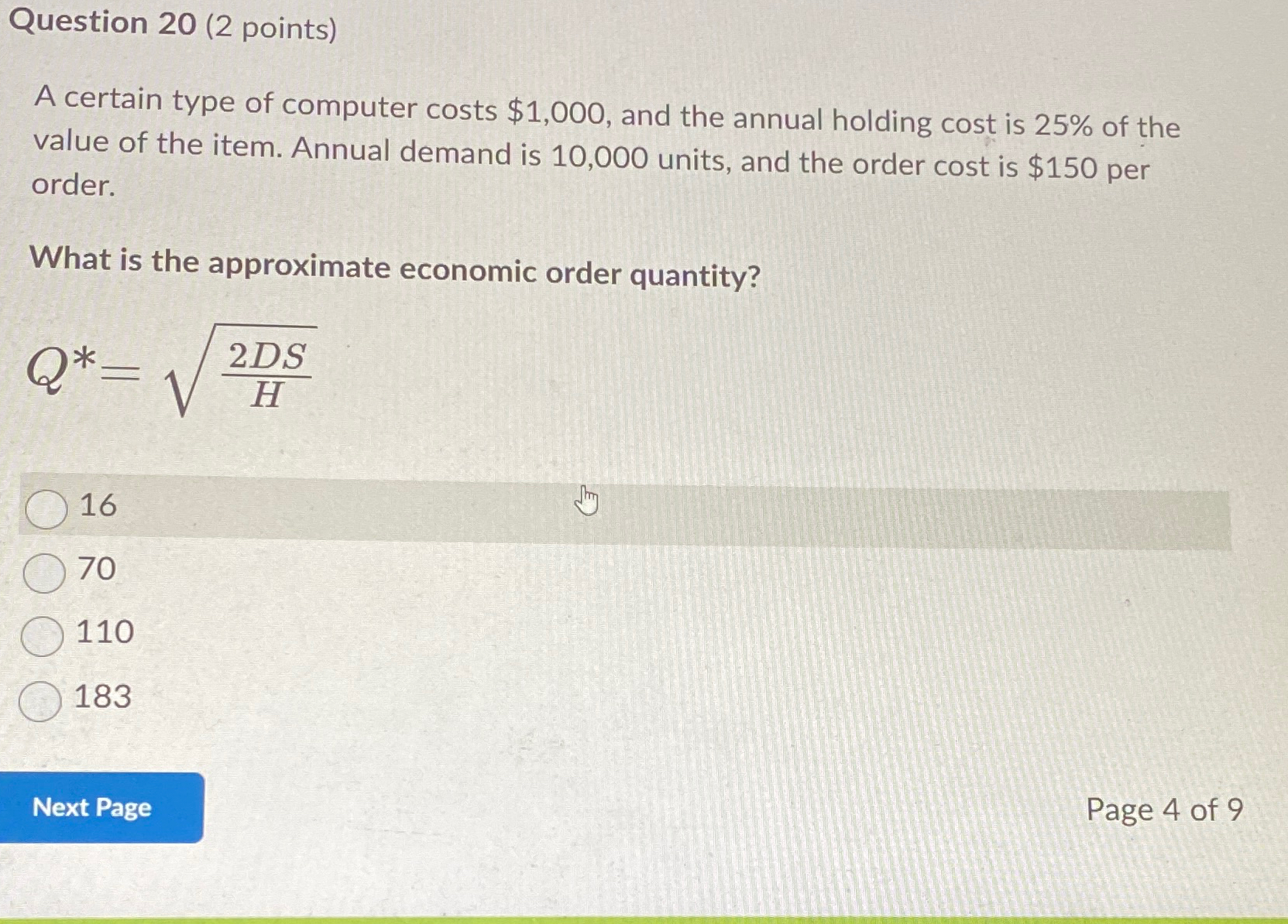 Solved Question 20 (2 ﻿points)A certain type of computer | Chegg.com