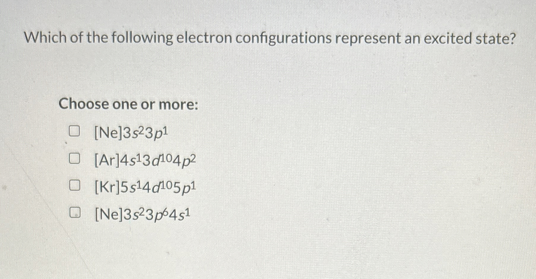 Solved Which of the following electron configurations | Chegg.com