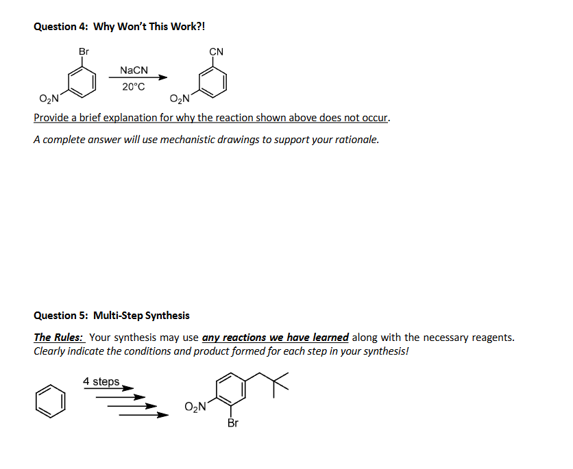 Solved Question 5: Multi-Step Synthesis The Rules: Your | Chegg.com