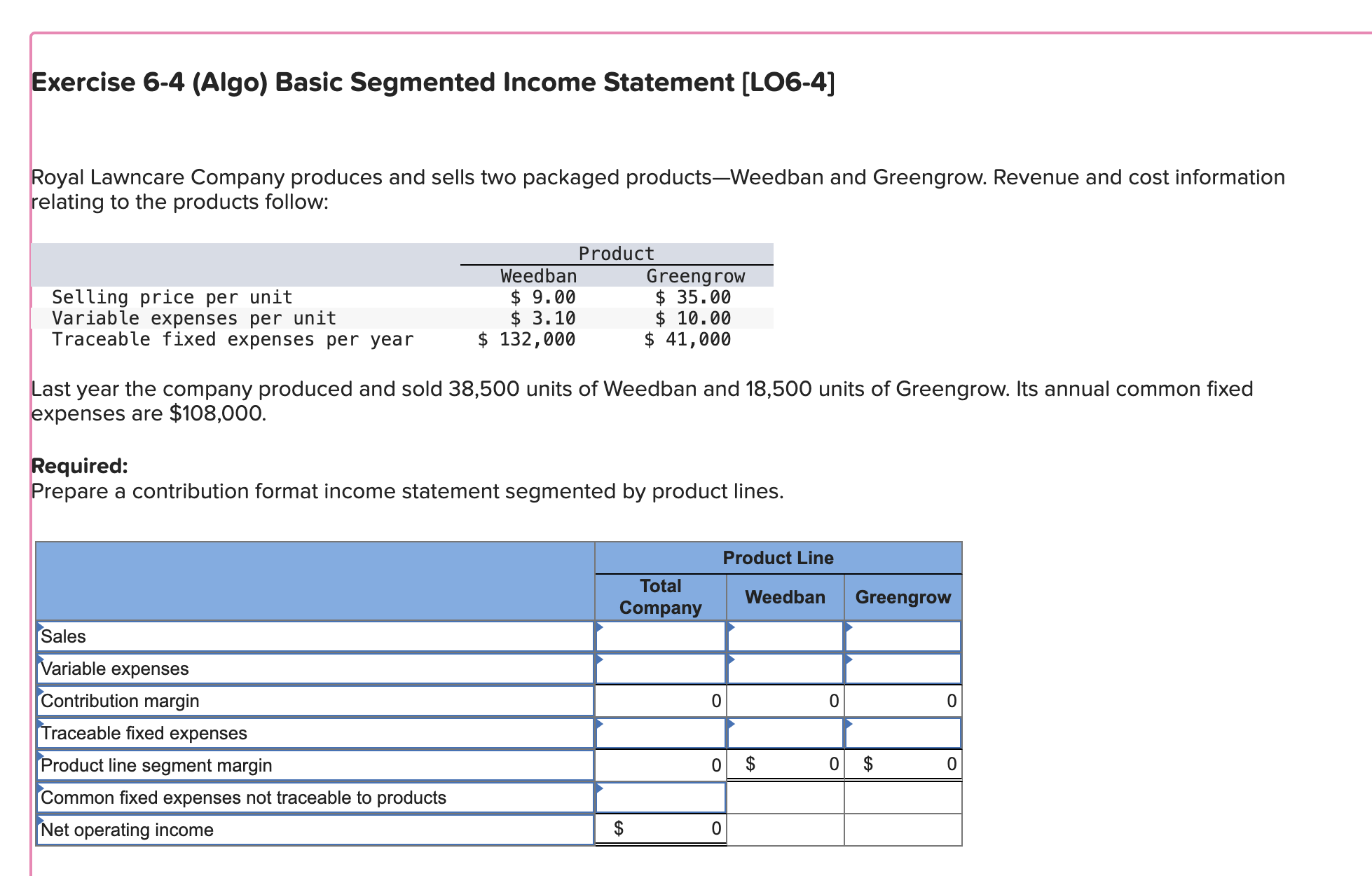 Solved Exercise 6-4 (Algo) Basic Segmented Income Statement | Chegg.com Solved Exercise 6-4 (Algo) Basic Segmented Income Statement | Chegg.com