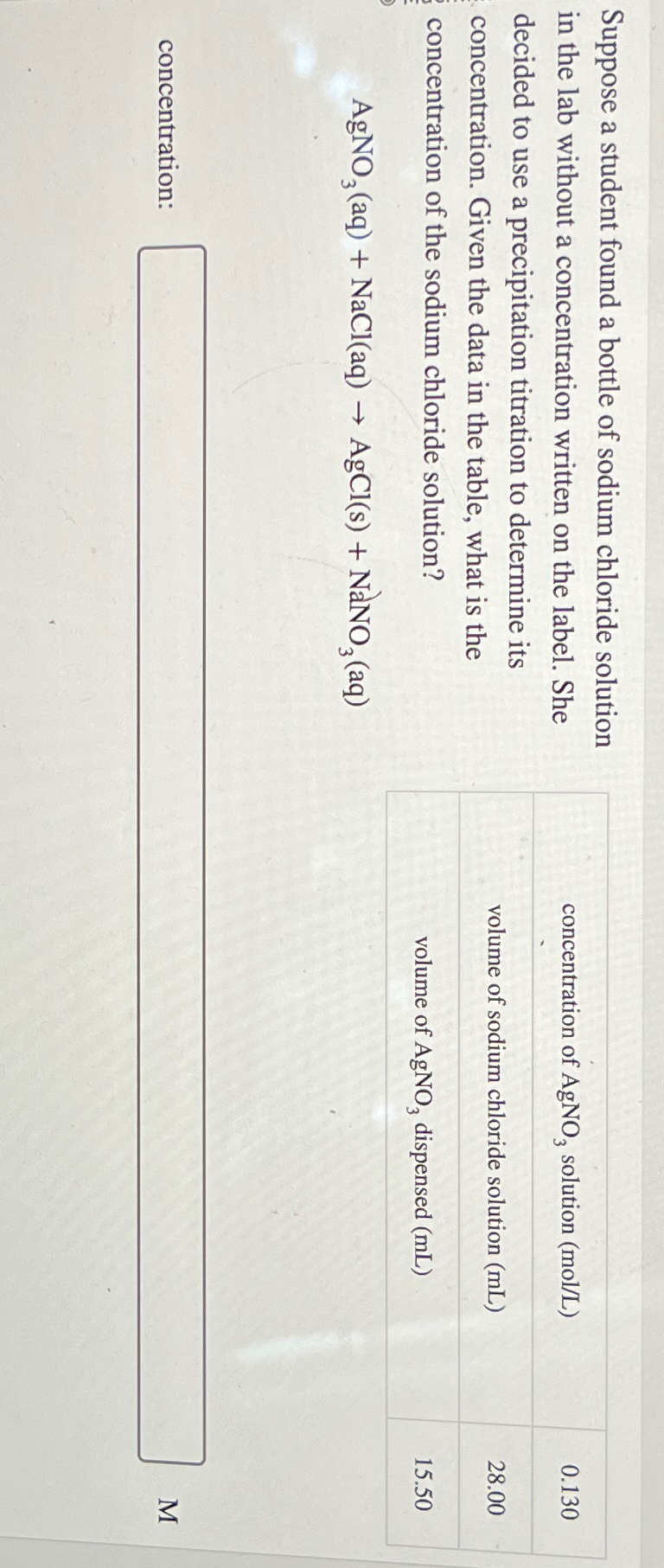 Solved Suppose a student found a bottle of sodium chloride | Chegg.com