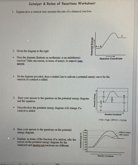 Solved Catalyst \& Rates of Reactions Worksheet 1. Explain | Chegg.com