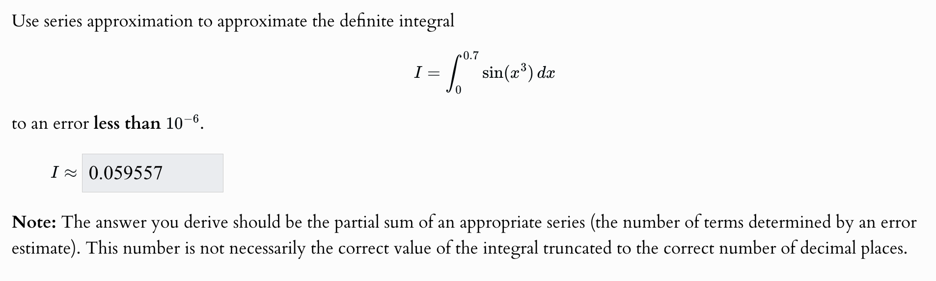 Solved by an EXPERT Note: The answer you derive should be the partial sum | Chegg.com