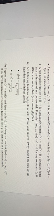 A non-negative function f: N - R is polynomially | Chegg.com