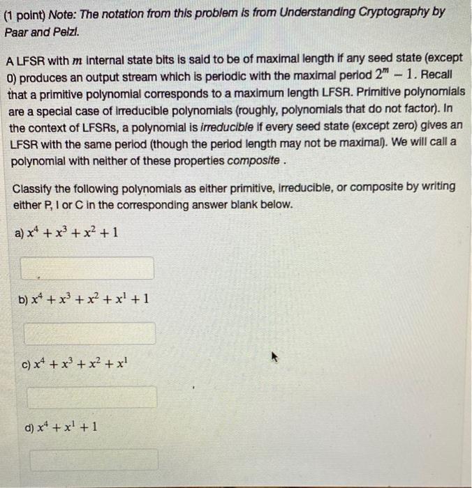 Solved (1 point) Note: The notation from this problem is | Chegg.com