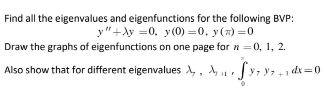 Solved Find all the eigenvalues and eigenfunctions for the | Chegg.com