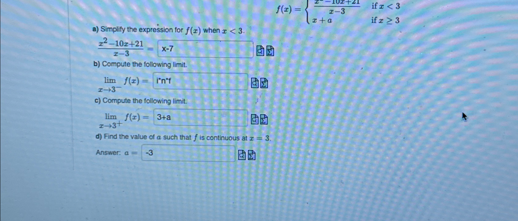 Solved F X {x 10x 21x 3 If X
