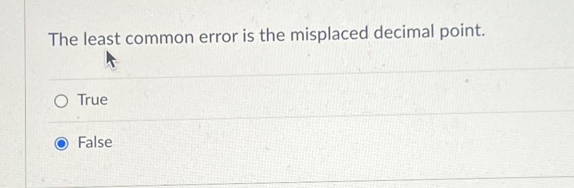 Solved The least common error is the misplaced decimal | Chegg.com