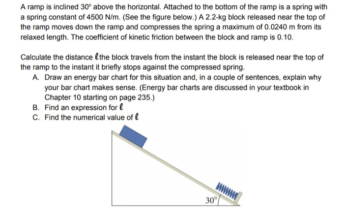 Solved A ramp is inclined 30° above the horizontal. Attached | Chegg.com