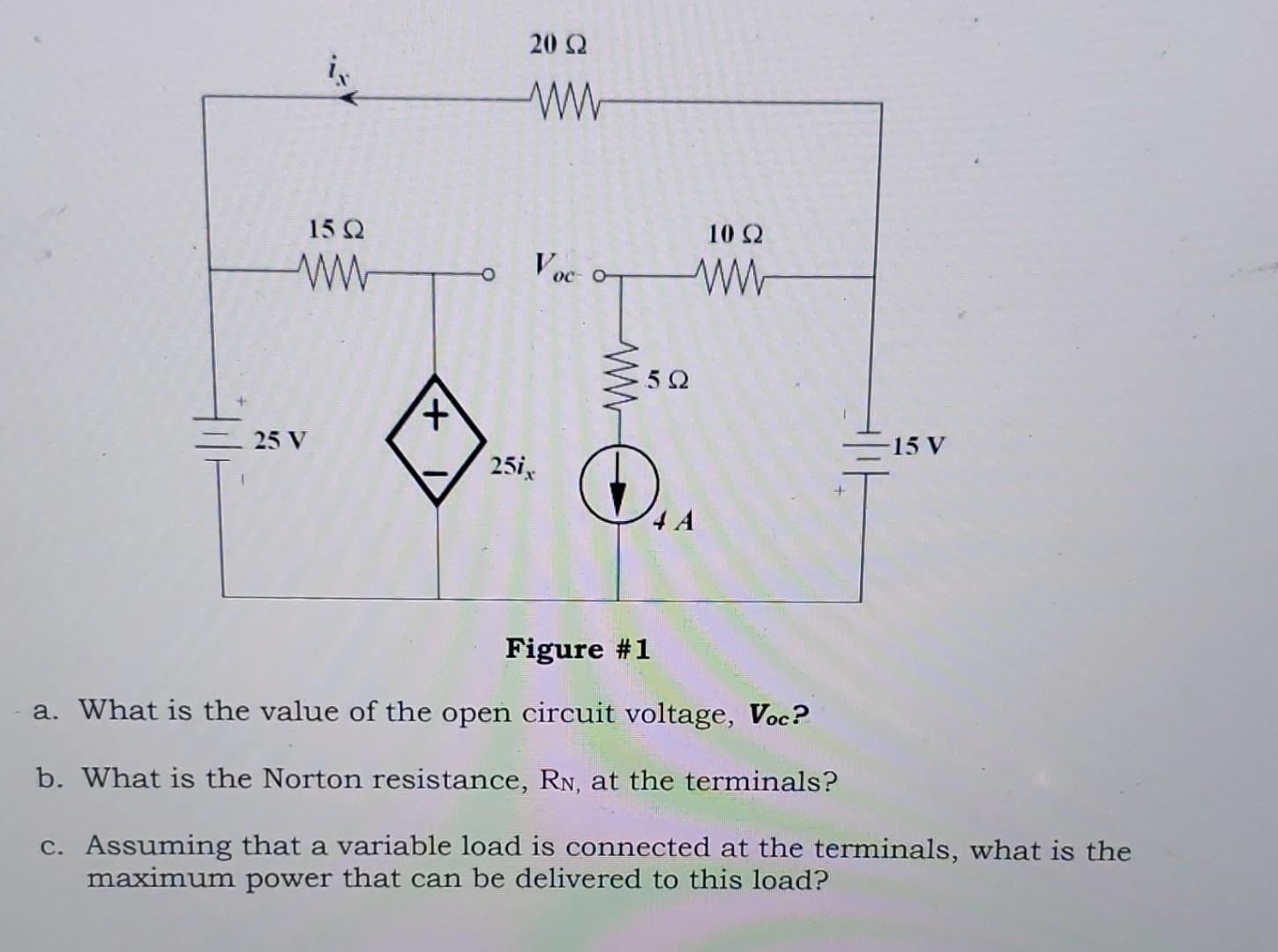 Solved Figure #1 a. What is the value of the open circuit | Chegg.com