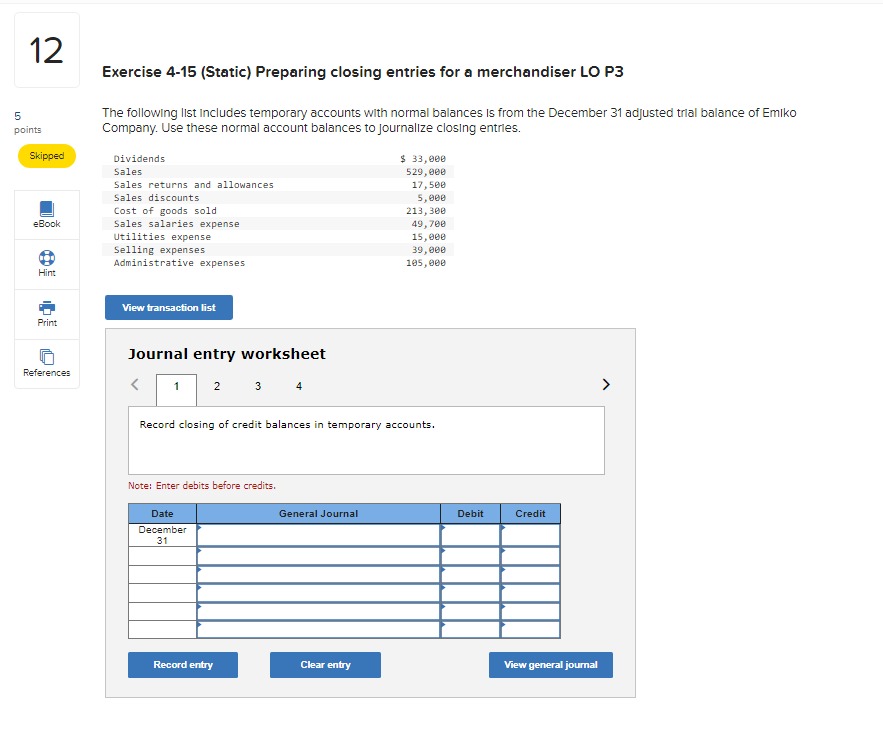 Solved The following IIst Includes temporary accounts with | Chegg.com